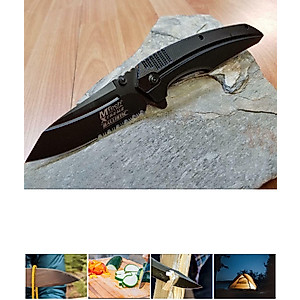 Mtech Xtreme 8" Stainless Steel Open Folding Pocket Knife Black Serrated Edc A813bs Outdoor Survival Hunting Knife for Camping by Survival Steel