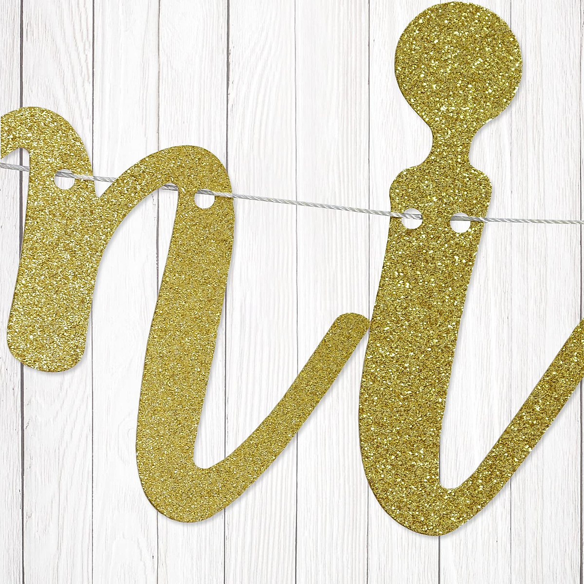 Mountains, Mimosas and Mayhem Banner, Cabin Bachelorette Party Decorations Supplies, Camping Bridal Shower Bunting Garland, Pre-Strung, Gold Glitter