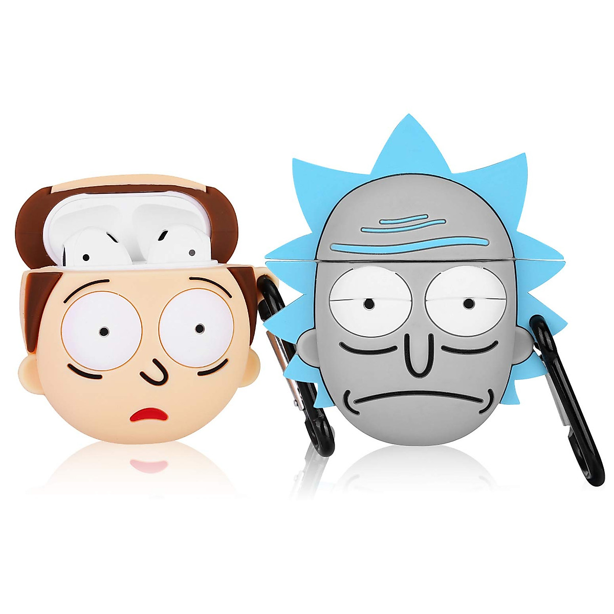 Hairland for Airpod 2/1 Silicone Case, Soft Protective Cartoon Fashion Cute Design Air Pods Cover Skin Kids Girls Cool Fun Funny Headphone Accessories Keychain Charging Cases for AirPods (Ruik+Moti)