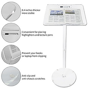 FCCABIN Gorgeous Acrylic Podium Stand Easy to Assemble Durable Podium, Strong Portable Larger Flexible Adjustable Angle Podium Stand with Baffles and Pen Slot for Church Speeches Wedding Teacher