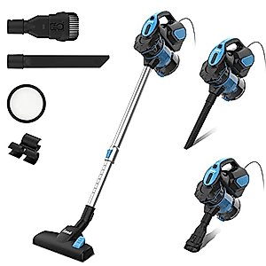 INSE Corded Vacuum Cleaner, 600W Powerful 18000Pa Vacuum Cleaner, 6-in-1 Versatile Lightweight Corded Stick Vacuum Cleaner for Pet Hair Hardwood Floor - Blue