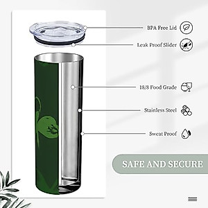 AFHYZY 20 oz Skinny Tumbler Reusable Coffee Travel Mug with Lids and Straws, Insulated Coffee Cups 20oz Stainless Steel Water Bottles Leak Proof for Office - St. Patrick's Day