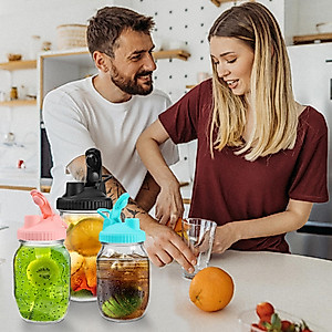 6 Pack Wide Mouth Ma-son Jar Lids 86mm Ma-son Jar Flip Top Lids Reusable Plastic Leak-proof Airtight Seal Ma-son Jar Pour Spout Pitcher Lids (Jars Not Included)