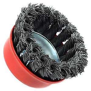 Forney 72757 Wire Cup Brush, Knotted with 5/8-Inch-11 Threaded Arbor, 2-3/4-Inch-by-.020-Inch