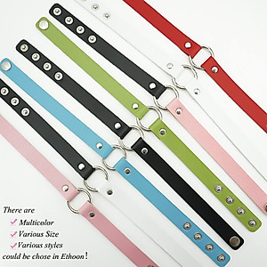 ETHOON Long Extended Leather Choker Collar Soft PU Circle Punk Adjustable Choker Necklace for Women, Black