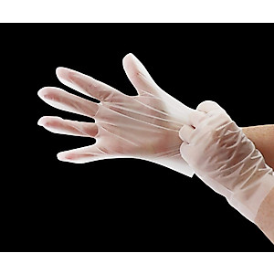 Global Glove 8600PF Thermoplastic Elastomer (TPE) Powder-Free, Clear, 2 Mil, Smooth Finish, 10-Inch Disposable Gloves (Large) - Box of 200