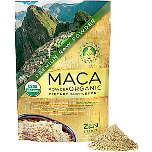 Zen Spirit Maca Root Powder Organic - Peruvian Root Premium Grade Superfood (Raw) - USDA & Vegan Certified - 1 Bag (8oz) - Perfect for Breakfast, Smoothies, Baking & Ice Cream.