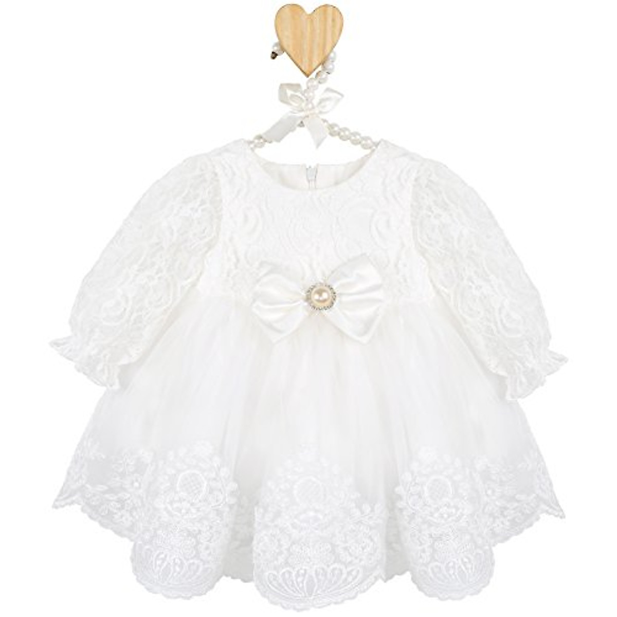 Taffy Baby Girl Newborn Christening Baptism Lace White Dress Gown 6 Piece Deluxe Set 3-6 Months