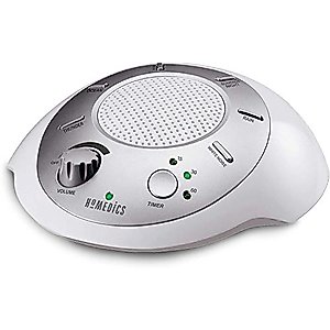Homedics SoundSleep White Noise Sound Machine, Silver, Small Travel Sound Machine with 6 Relaxing Nature Sounds, Portable Sound Therapy for Home, Office, Nursery, Auto-Off Timer, By Homedics
