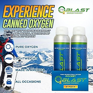O2 Blast - Pure Oxygen Supplement, Quick Recovery for Exercise and Focus, Sanitary flip top Cap (4 Liter Oxygen Canisters - 2 Pack - Natural)