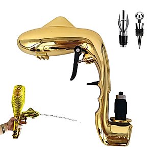 3rd Generation Flykoala Champagne Gun Shooter,Beer Spray Gun,Bottle Gun,Adjustable Wine Stopper,Bubble Wine Guns for Wedding,Festival Party,Club,Pub,Birthday,Christmas,Bar Atmosphere Props (Gold)