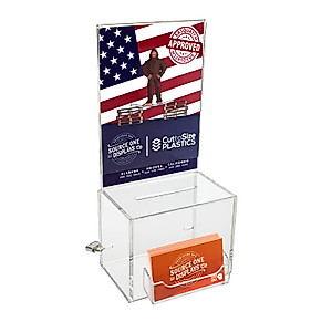 SOURCEONE.ORG Donation Box Oblong W/lock Keys Sign Holder and Business Card Holder
