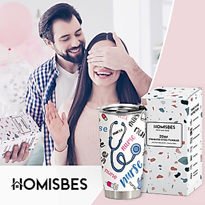 HOMISBES Nurse Gifts for Women - Stainless Steel Nurse Tumbler Cup 20oz - Appreciation Gifts