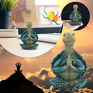 Set of 2 Sea Turtle Yoga Figurines Decorations Summer Meditating Sea Turtle Decor Spring Garden Turtle Crafts,Realistic Sea Turtle Figurines, Sea Turtle Yoga Figurines for Home Office Decorations