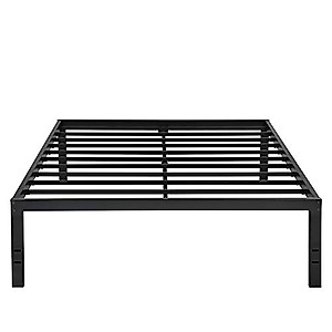 PrimaSleep 18 Inch Tall Metal Bed Frame/Dura Steel Slat/Anti-Slip Support/No Box Spring Needed, Queen, Black