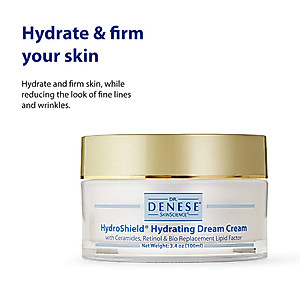 Dr. Denese SkinScience HydroShield Hydrating Dream Cream Advanced Hydration with Retinol, Peptides & Cermides To Help Maintain Moisture Tone & Elasticity - Reduce the Look of Fine Lines - 3.4oz