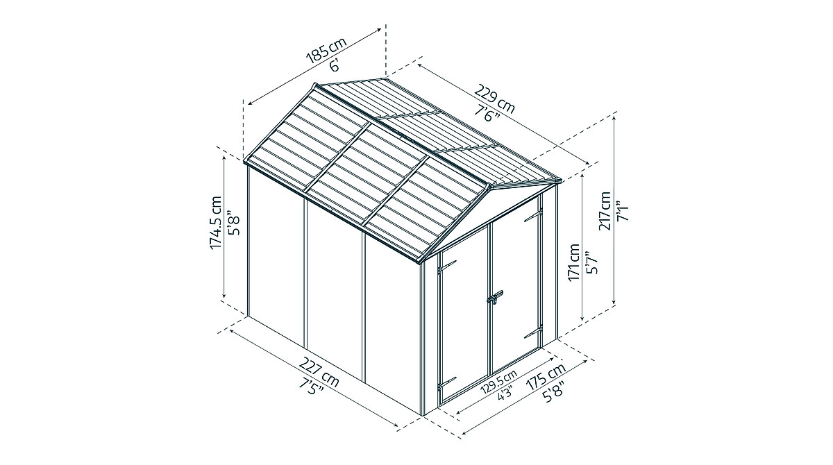 Palram Rubicon 6'x8' Storage Shed - Durable & Versatile