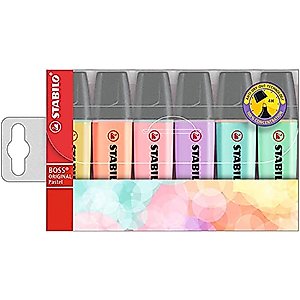 BOSS Original Highlighter, Pastels - 6-color Set Brand: STABILO New version