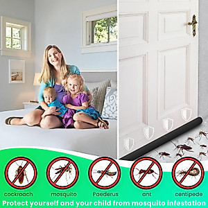 Kepfire Adjustable Under Door Draft Blocker 37 Inch for Double Doors - Noise Reducing & Dust Resistant Insulation Strip, Black