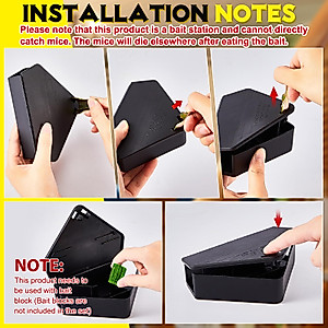 Qualirey 24 Pcs Mice Station with Key Triangle Bait Station Reusable Rodent Trap Bait Box, Keeps Children and Pets Safe Indoor & Outdoor, Bait Not Included, Suitable for Small Mice (Black)
