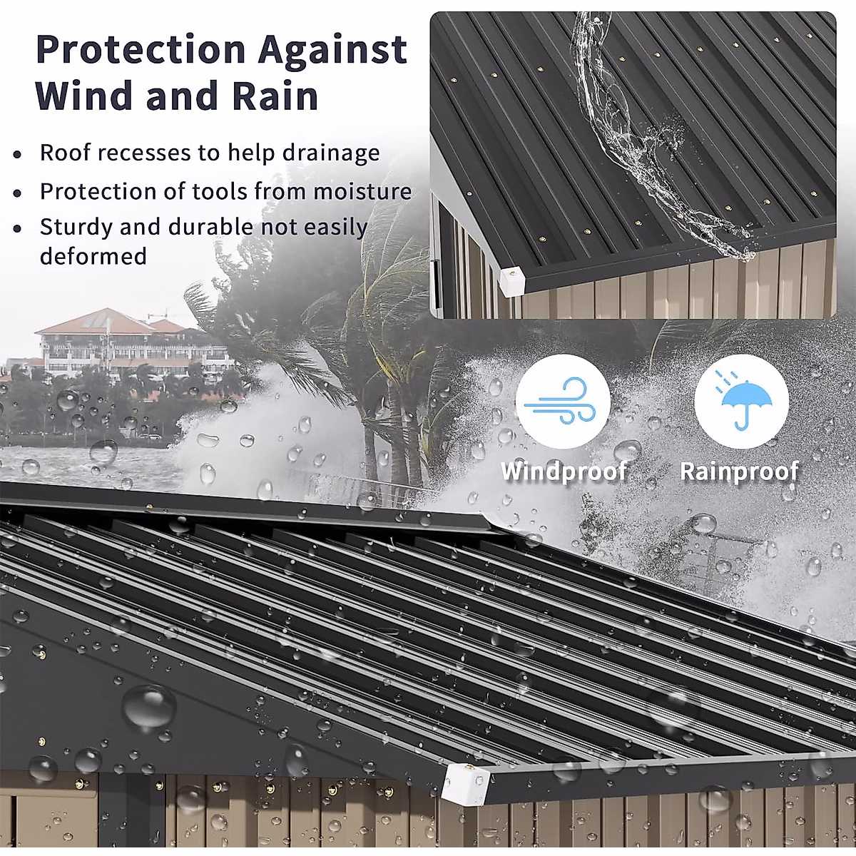 Metal Outdoor Storage Shed 5FT x 3FT, Steel Utility Tool Shed Storage House with Door & Lock, for Backyard Garden Patio Lawn (5' x 3'), Brown