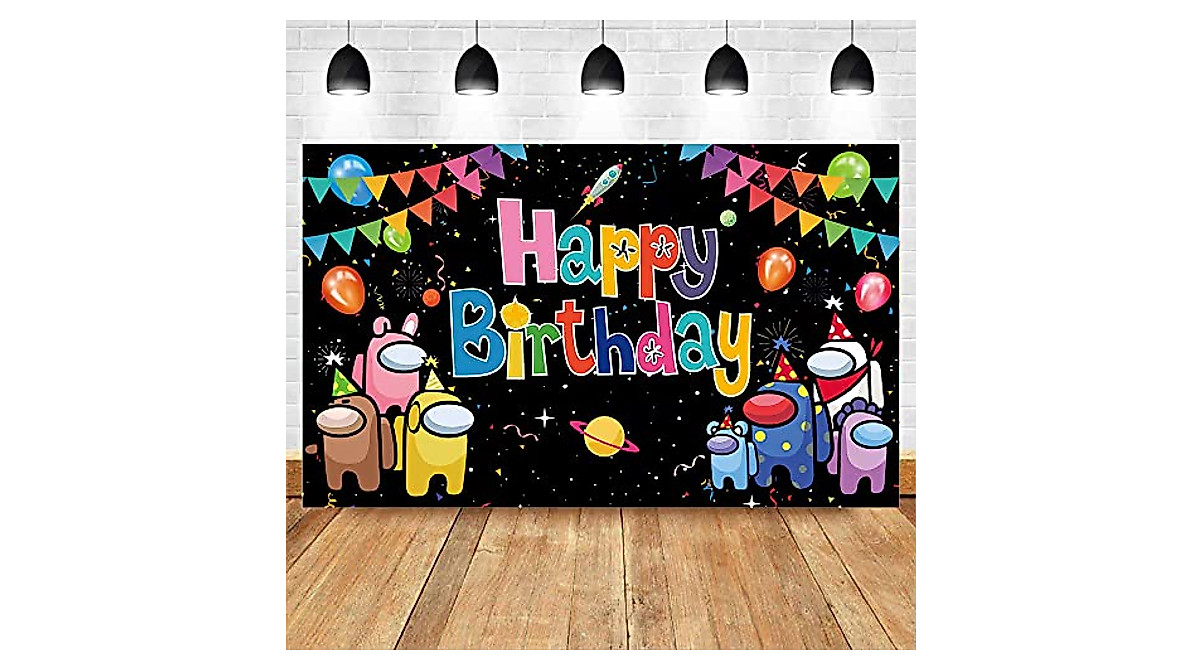 Among Us Birthday Background Banner - 5x3ft Game Party Decor