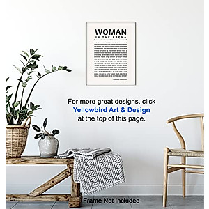 LARGE 11X14 - Man/Woman In the Arena - Teddy Roosevelt Poster - Positive Quotes - Motivational Inspirational Wall Art Decor - Uplifting Gift for Women, Feminist, Entrepreneur - Daring Greatly