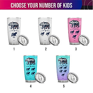 WASSMIN Personalized Tumbler Mama Bear Stainless Steel Cup With Lid 20oz 30oz Double Walled Vacuum Insulated Tumblers Customize Cubs Mother's Birthday Christmas Gifts For Best Moms Mother (2 Kids)