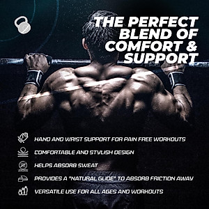 JerkFit WODies Black 3 Hole Gymnastics Grips with Wrist Support (Large) - Latex Free Elastic Pull Up Grip for Cross Training, WODs, Weightlifting - Workout Grips for Men and Women for Palm Protection