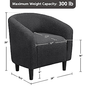 Yaheetech Accent Chairs Set of 2, Furry Living Room Chairs, Sherpa Barrel Chairs with Cozy Soft Padded, Boucle Fabric Armchais for Living Room Bedroom Reception Room Office, Dark Gray