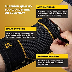 CopperJoint Copper Compression Elbow Sleeve for Men & Women - Tendonitis, Joint Pain, & Tennis Elbow Sleeve - Perfect for Sports or Everyday Use - Copper Infused Performance Nylon Large