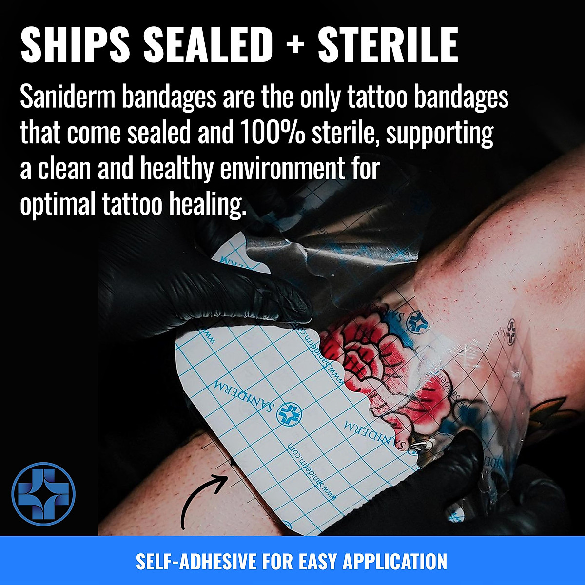 Saniderm Original Tattoo Aftercare Bandage (Personal Roll, 10.2 in x 2 yd) – Convenient, Faster Tattoo Healing and Protection – Sterile, Waterproof, and Latex-Free Tattoo Aftercare Wrap – Gloss Finish