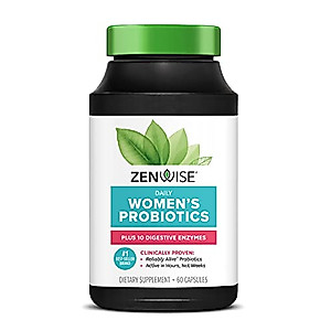 Zenwise Probiotics for Women – Probiotics + Digestive Enzymes for Vaginal Health, and Daily Gut Flora Health. Reliably Alive Probiotics for Digestive Health Wellness - 60 Count