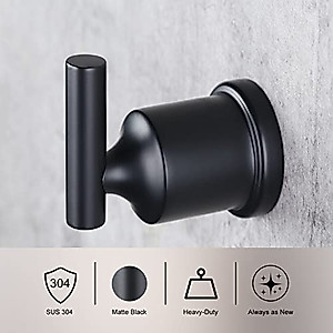 WOWOW Bathroom Towel Hook Black 304 Stainless Steel Towel Hook for Bathroom Coat Robe Clothes Hook Wall Mounted Modern Hand Towel Hook 2 Pack