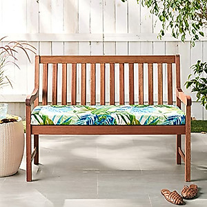 Pillow Perfect 586601 Perfect Outdoor/Indoor Soleil Bench/Swing Cushion, 45" x 18", Blue/Green