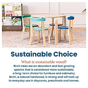 ECR4Kids Bentwood Round Table and Curved Back Chair Set, Kids Furniture, Contemporary, 5-Piece