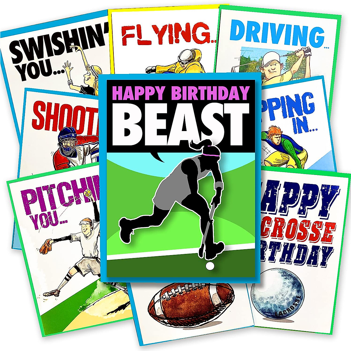 Play Strong Field Hockey Beast Birthday Card 1-Pack (5x7) Field Hockey Sports Birthday Cards Greeting Cards - Awesome for Field Hockey Players, Coaches and Fans Birthdays, Gifts and Parties!