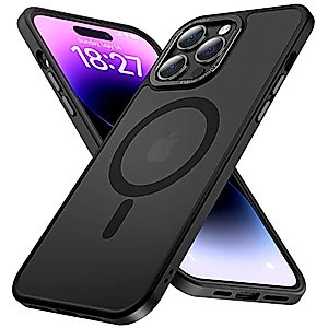 KISEN for iPhone 14 Pro Case Magnetic Compatible with MagSafe Slim Translucent Matte Phone Case Cover 6.1 inch, Black