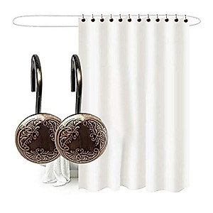Oil Rubbed Bronze Shower Curtain Rod Hooks, Antique Curtain Rings Holder Decorative Rustproof for Bathroom Shower Home
