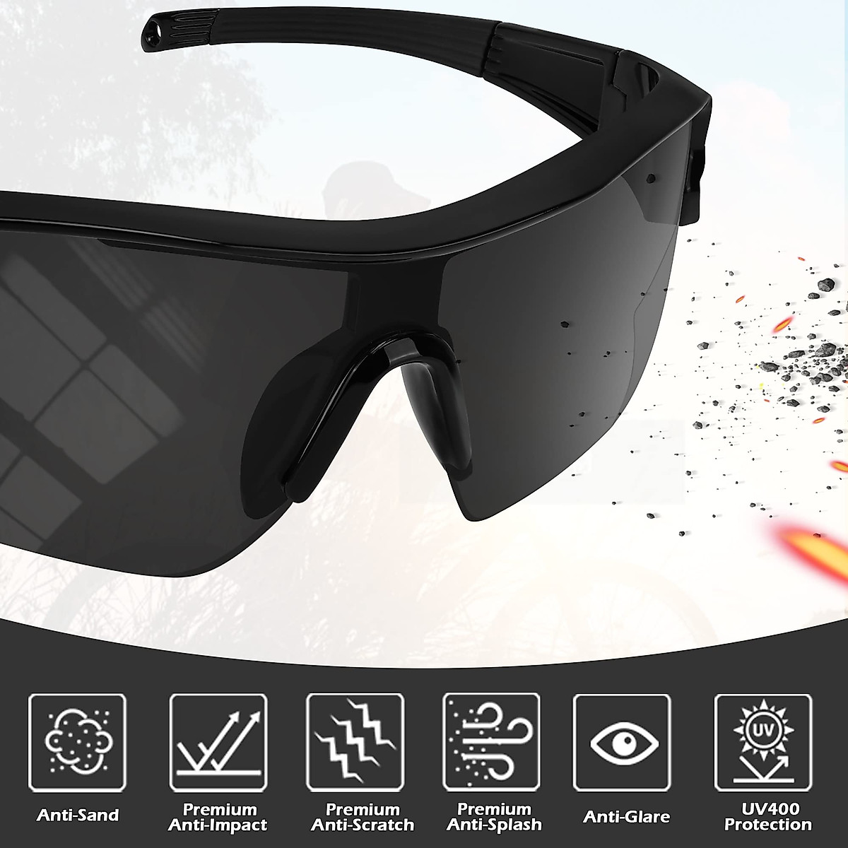 YENPK 12 Pack Tinted Safety Glasses Protective Eyewear, Safety Goggles Sunglasses for Men and Women, ANSI Z87.1+ Certified, Eyes Protection UV400 Anti Splash & Scratch, Impact Resistant(Dark Grey)