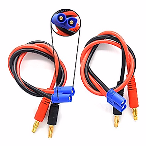 Padarsey EC3 Connector Plug -> 4mm Banana Plugs Battery Charge Lead Adapter Cable - 2 Pack - Apex RC Products #1405
