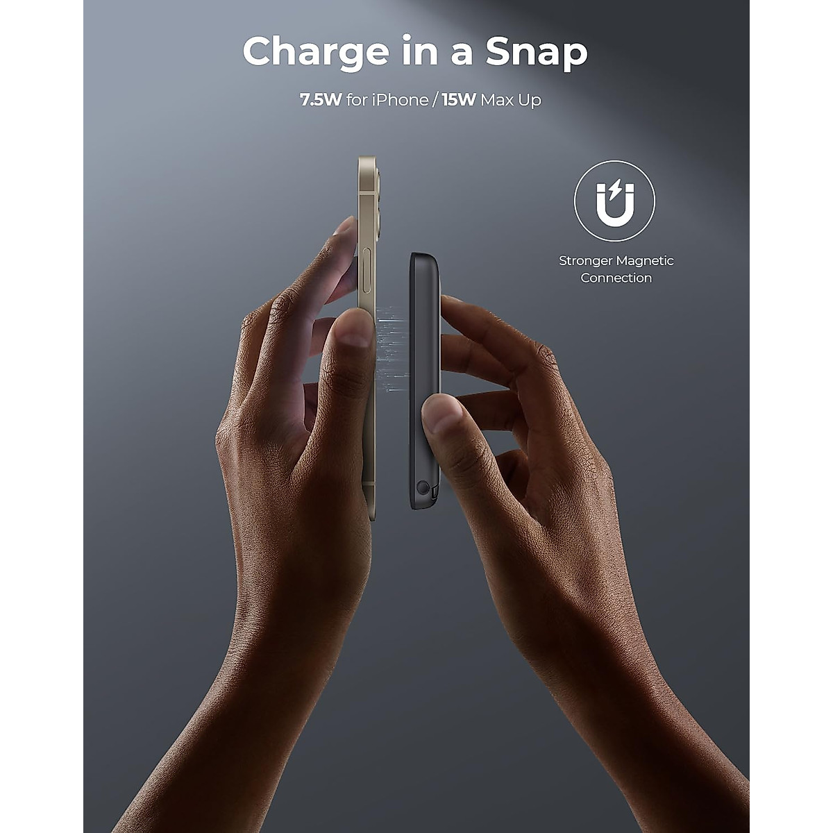 AMEGAT Magnetic Battery Pack 6700mAh for MagSafe, Foldable Kickstand Wireless Portable Charger with 20W USB-C Fast Charging, Only for iPhone 15/15 Plus/15 Pro/15 Pro Max, iPhone 14/13/12 Series