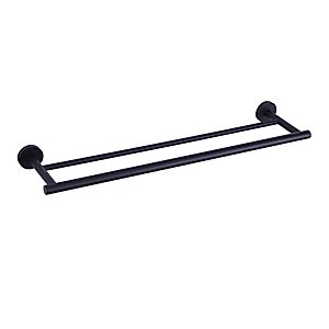 BEIGEEWY Double Bath Towel Bar 24-Inch Stainless Steel Towel Holder Modern Bathroom Accessories Wall Mounted, Matte Black