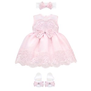 T.F. Taffy Baby Girl Newborn Pink Embroidered Princess Dress Gown 6 Piece Deluxe Set 0-3 Months