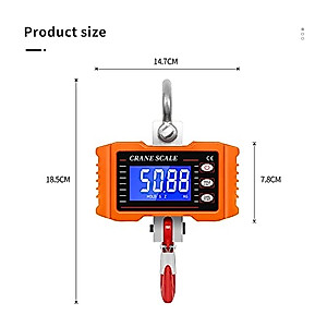 QHYXT Digital Crane Scale Digital Crane Scale 500kg/1000lb Industrial Heavy Duty Scale High Accuracy Electronic Hanging Scale with HD Large Screen with Accurate Senso