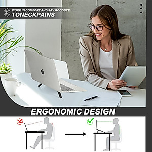 Zupro Portable Laptop Stand,Foldable Adjustable Heights,Invisible Aluminum Lightweight Laptop Keyboard Holder Riser,Ergonomic,Compatible with 10 to17 Inches Notebook Computer.Self-Adhesive.(Silver)