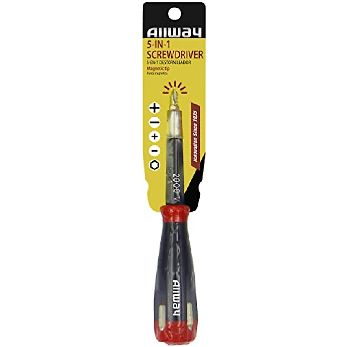 ALLWAY SD41 5-in-1 Lightweight Composite Shockproof Screwdriver with 4 Bits