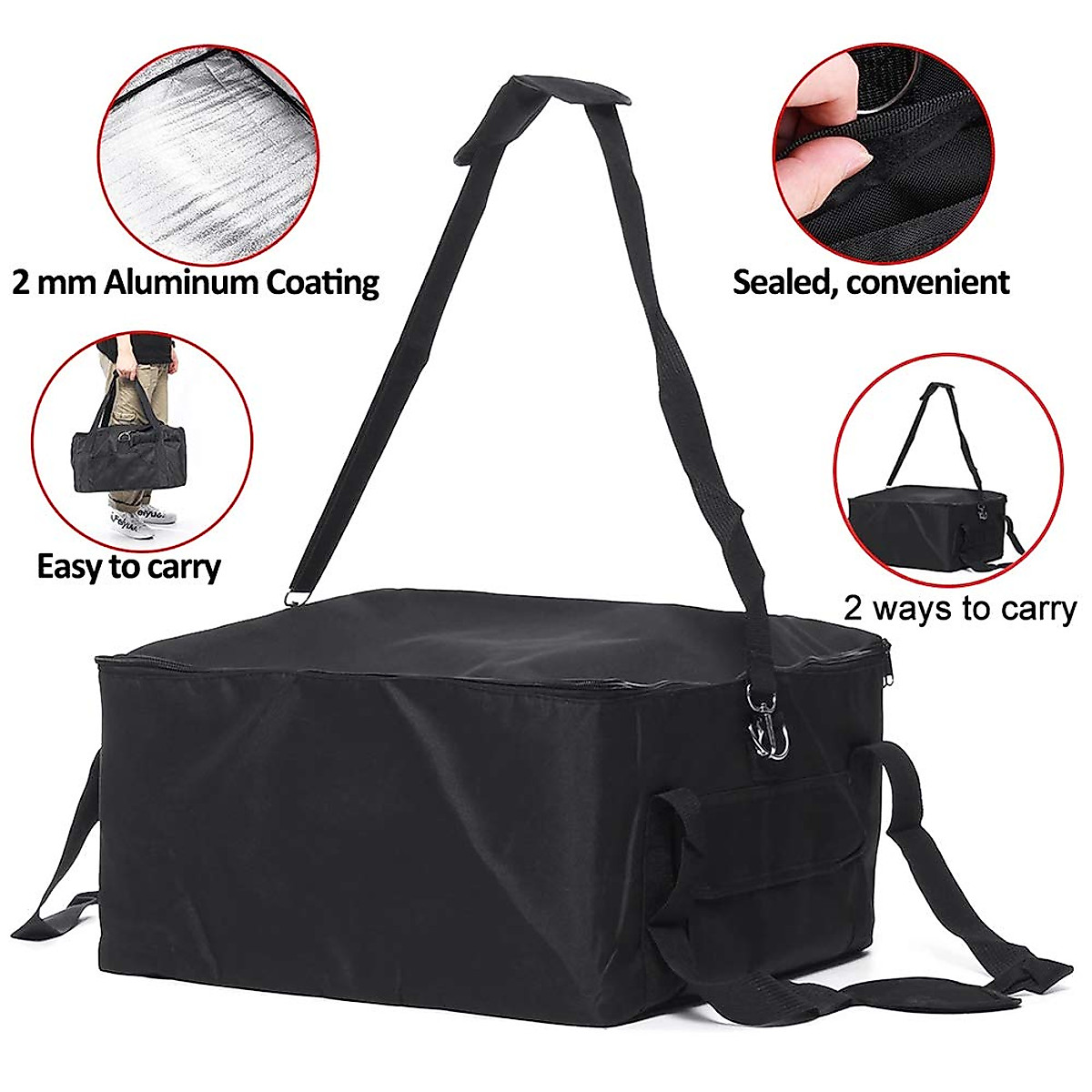 20inch Insulated Pizza Delivery Bag Reusable Food Delivery Bag Wear Oxford Cloth Lightweight Thermal Folding Pizza Delivery Bag