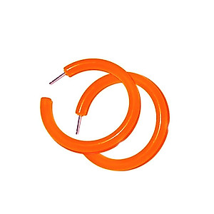 4 Pairs Candy Color Circle Round Hoop Earrings for Women Big Retro Star Heart Neon Earrings Stud Dangle Bright Fluorescence Exaggerated Statement jewelry (circle 4pairs transparent)