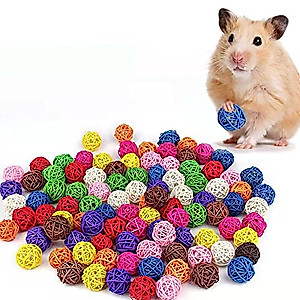 Parrot Chew Toys Bird Toys, 30 Pcs 1.2 inch Rattan Wicker Balls Parakeet Chewing Toys, for Budgies Conures Hamsters Bunny Toy, Decoration for DIY Craft Party Wedding